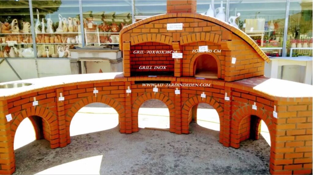BARBECUE ET FOUR ROND EN BRIQUES RÉFRACTAIRE -1000-A | Au Jardin D'eden